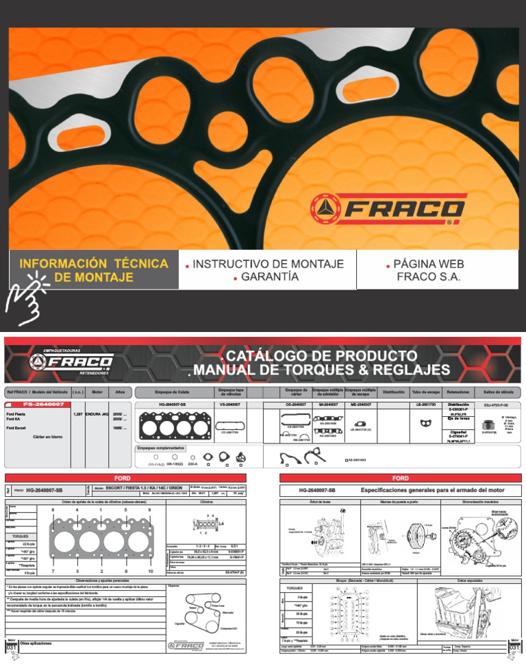Torque Cabeza Ford Fiesta 1.2 2000 | PDF | Motores | Tecnología de ...