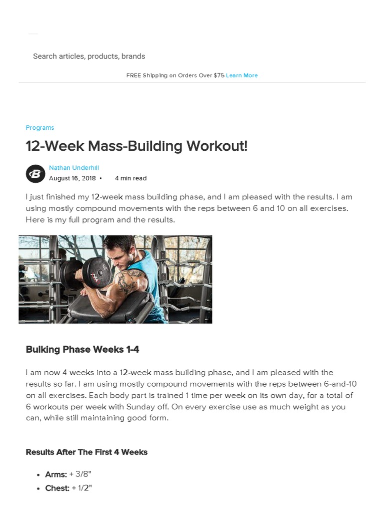 12 Week Mass Building Workout! | PDF | Recreation | Weight Training