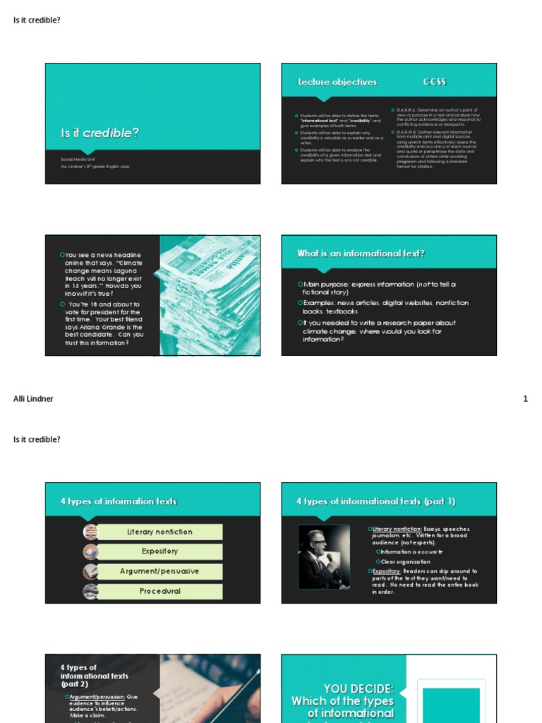 Lecture Handout | PDF | Credibility | Journalism