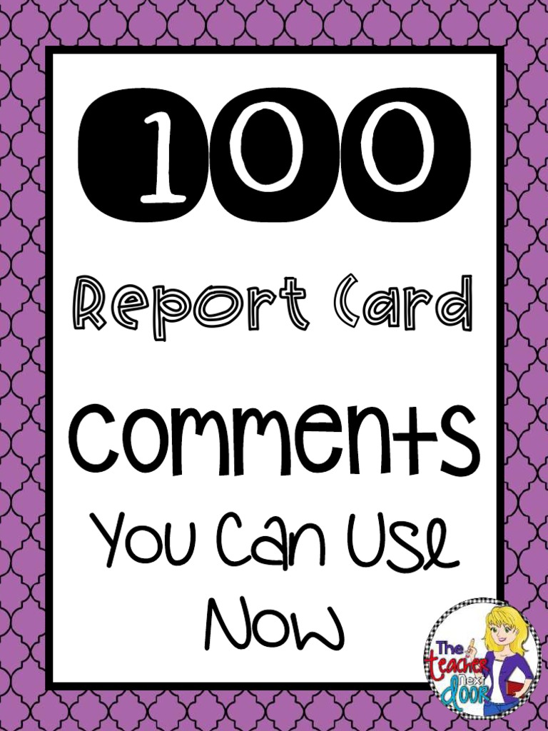 Report Card: Comments You Can Use Now | PDF | Homework | Reading ...