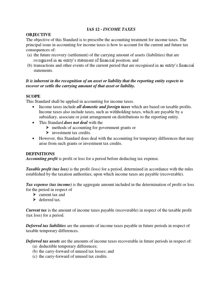 Ias 12 | PDF | Deferred Tax | Tax Deduction