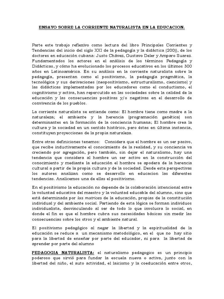 Corriente Naturalista en Educación | PDF | Homo Sapiens | Libertad