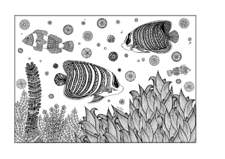 Mindfulness Colouring Sheets PDF Fish at Bottom of Sea | PDF