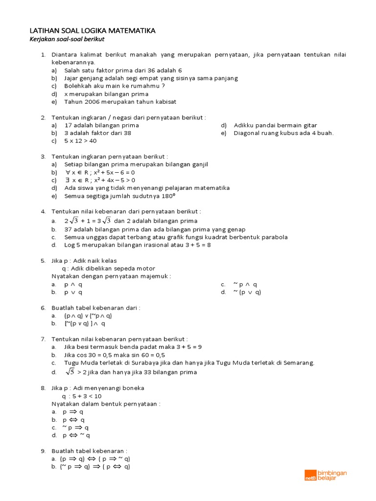 Latihan Soal Logika Matematika | PDF