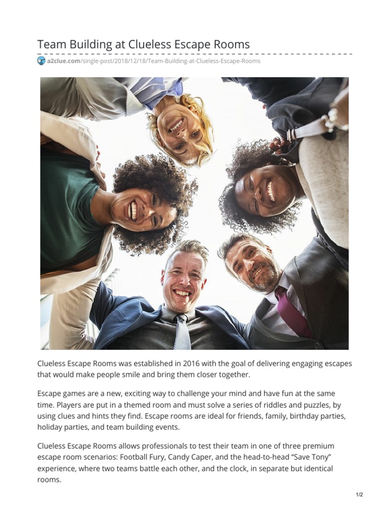 Team Building at Clueless Escape Rooms | PDF | Leisure | Sports