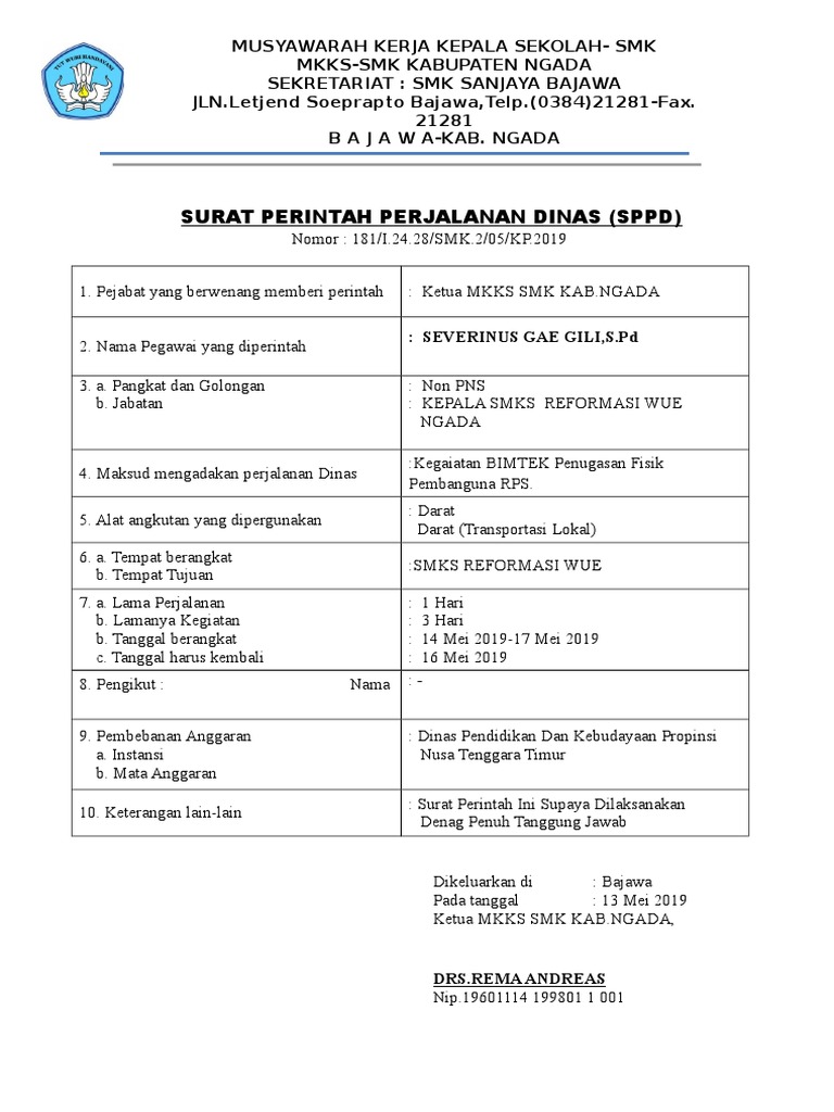 Contoh SPPD Ks | PDF