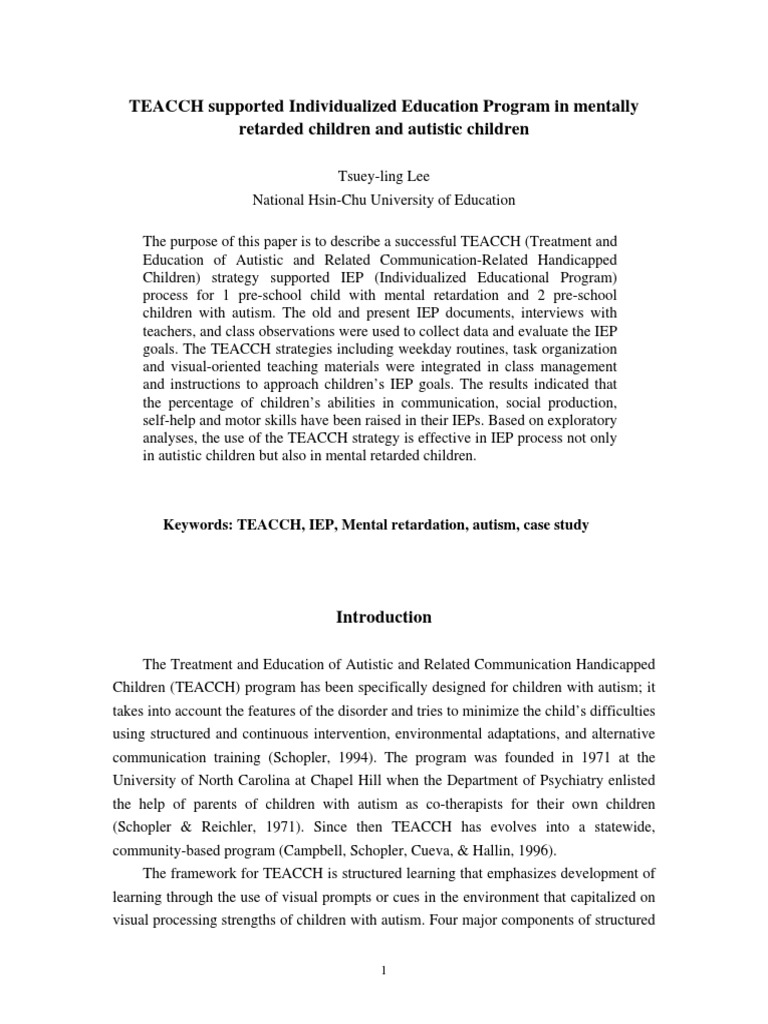 TEACCH Strategies for IEP Success | PDF | Individualized Education ...