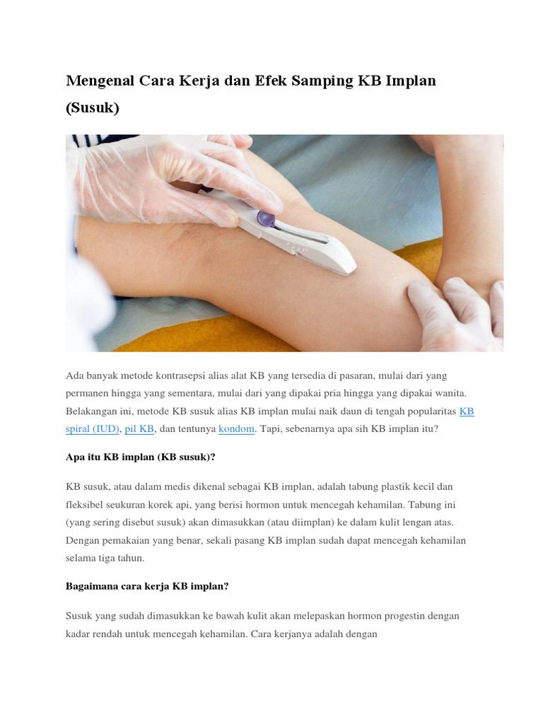 Mengenal Cara Kerja Dan Efek Samping KB Implan | PDF