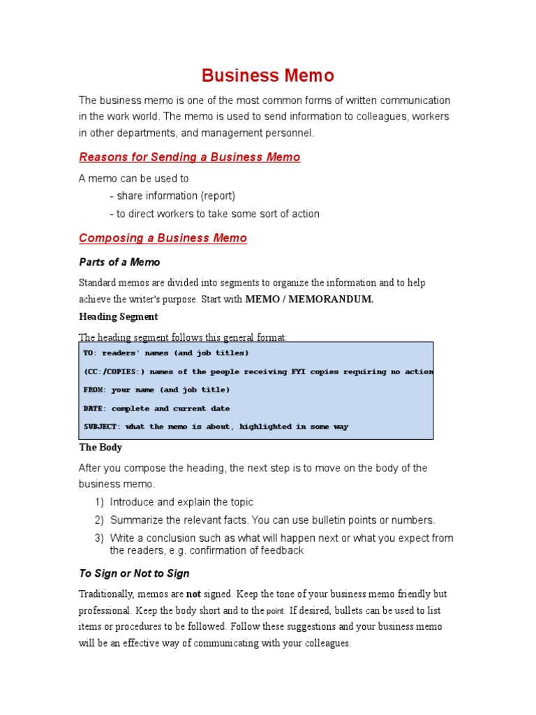 How to Write an Effective Business Memo | PDF