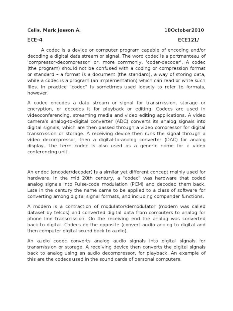 Encoder Decoder | PDF | Codec | Telecommunications Engineering