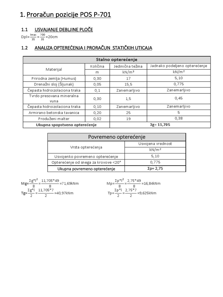 Analiza Opterecenja I Proracin | PDF