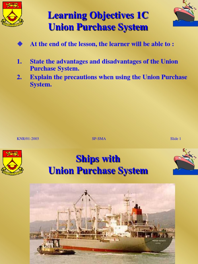 Learning Objectives 1C Union Purchase System: KNR/01-2003 Sp-Sma Slide ...