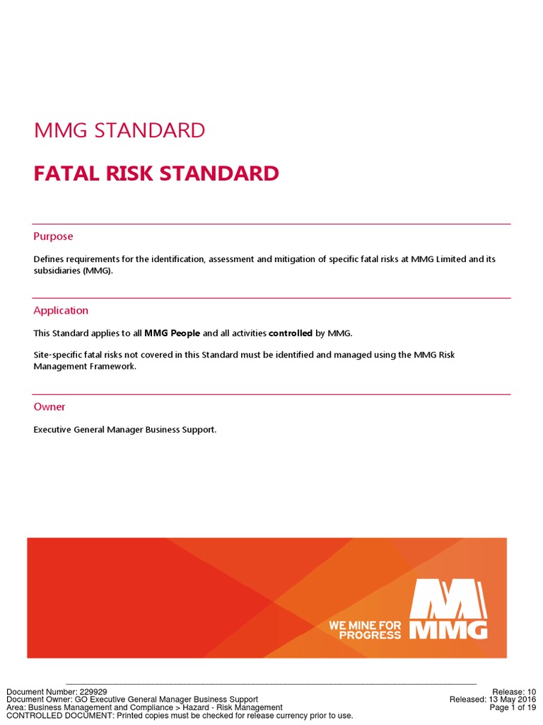 Fatal Risk Standard - 229929 | PDF | Risk Management | Hazards