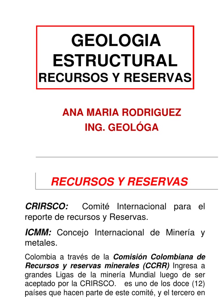Recursos y Reservas Mineras en Colombia | PDF | Minería | Geología