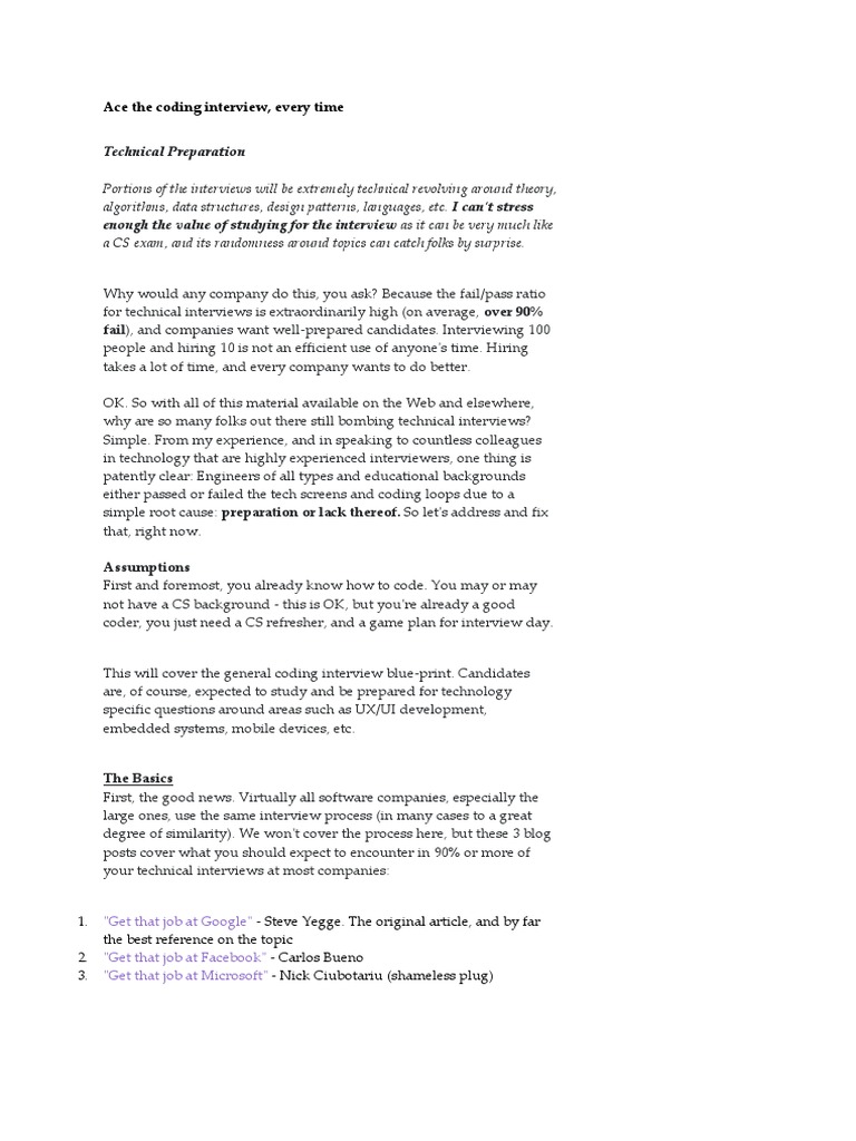 Technical Interview Prep Pdf Algorithms And Data Structures Software Engineering