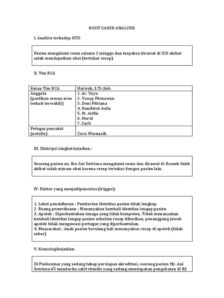 Contoh Form Fmea Dan Rca | PDF