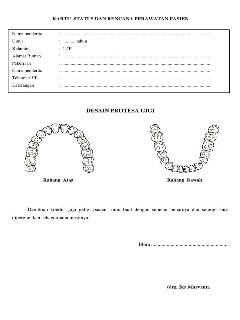 Form Klaim Protesa Gigi BPJS | PDF
