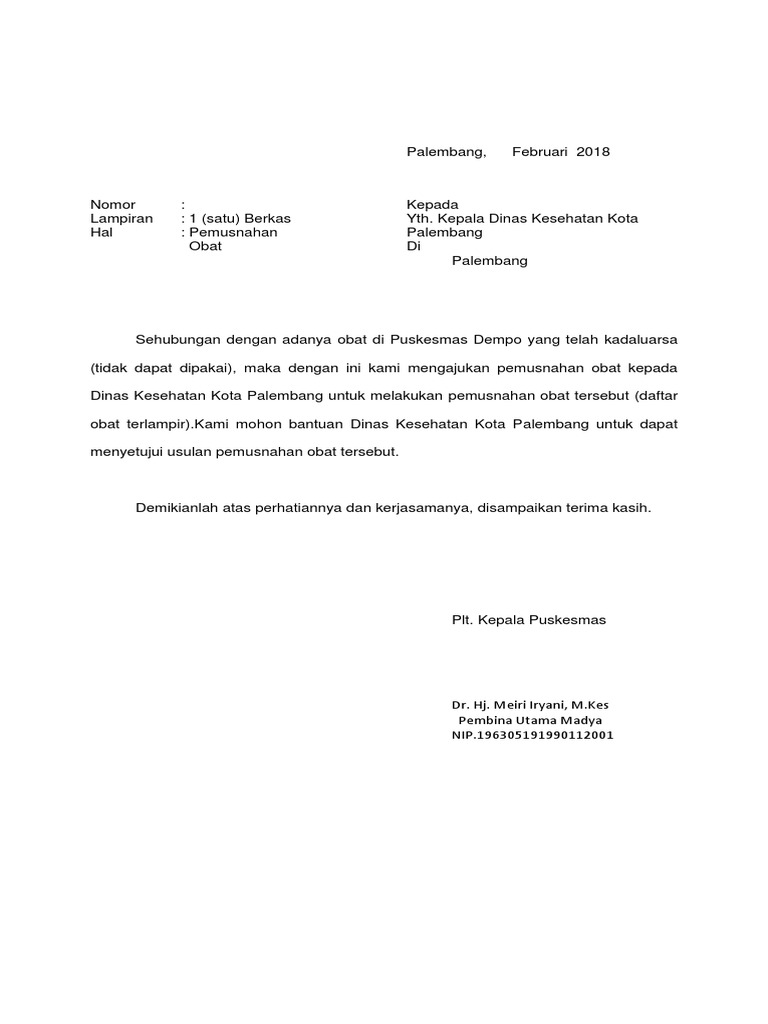 Surat Usulan Penghapusan Barang | PDF