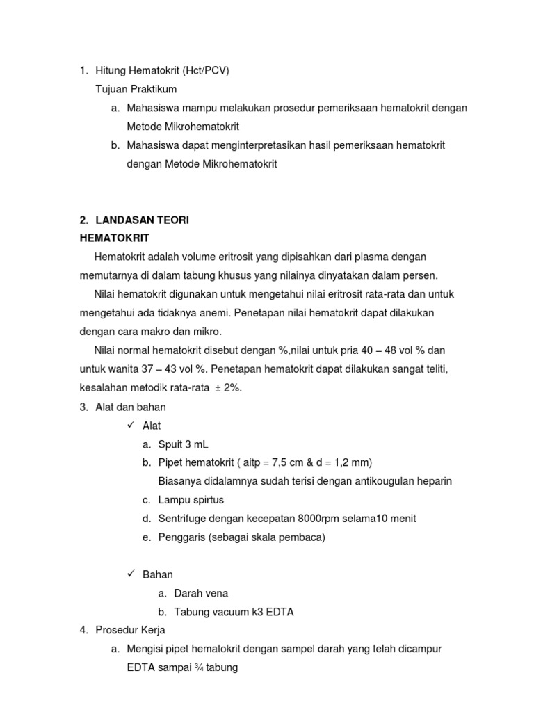 Hitung Hematokrit | PDF