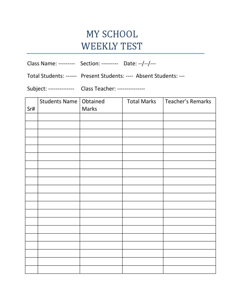 My School Weekly Test | PDF