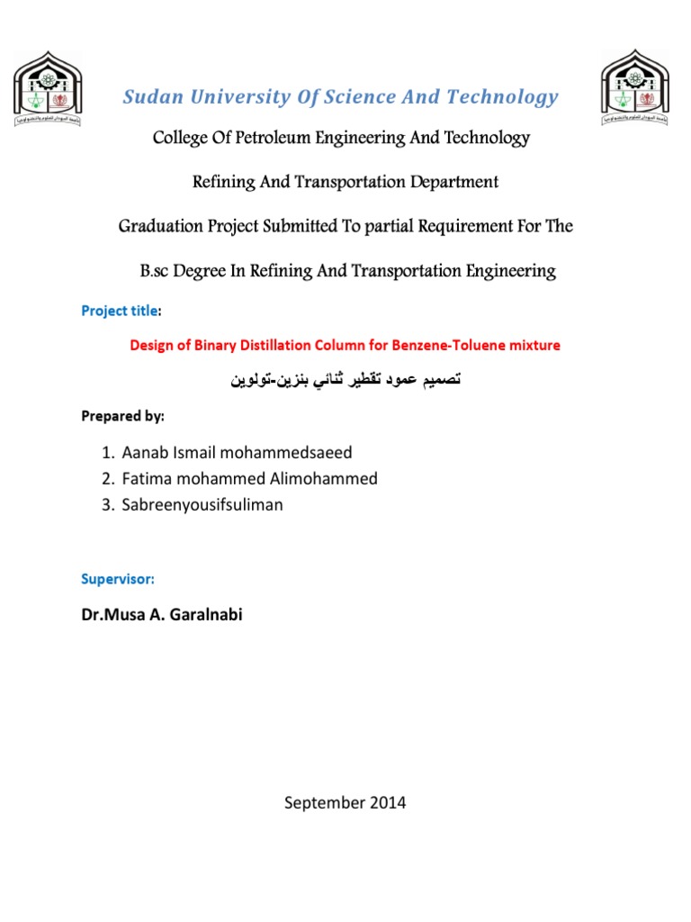 Design of a Distillation Column for Separating Benzene and Toluene ...