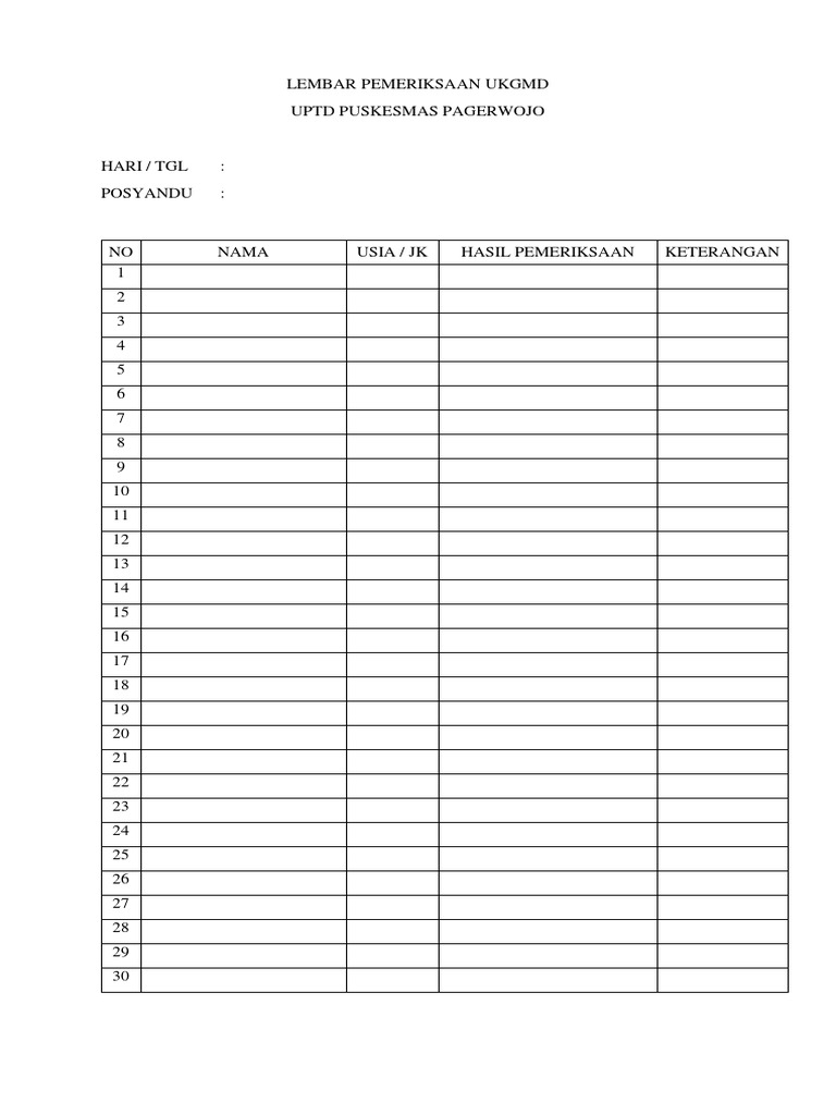 Lembar Pemeriksaan UKGMD Puskesmas | PDF | Teknologi & Rekayasa