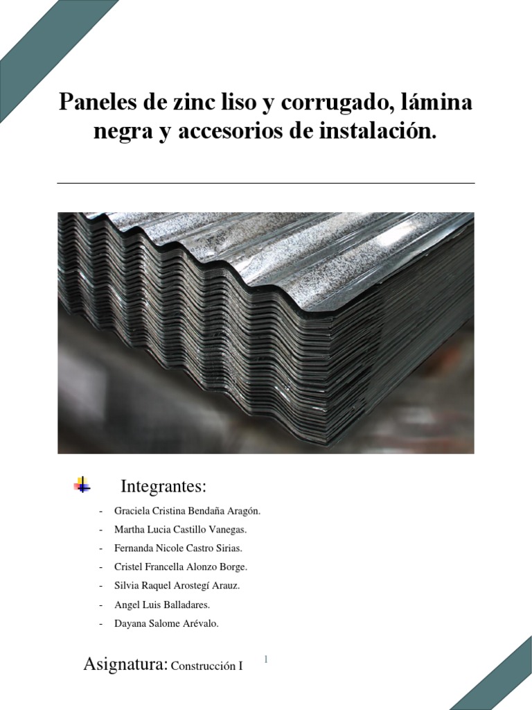 Paneles de zinc liso y corrugado.docx | Acero | Zinc