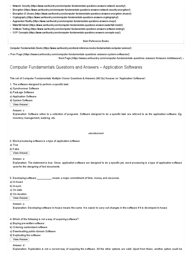 Computer Fundamentals Questions and Answers - Application Softwares ...
