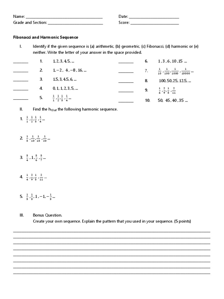 Fibonacci and Harmonic Sequence | PDF | Teaching Mathematics | Mathematical Analysis