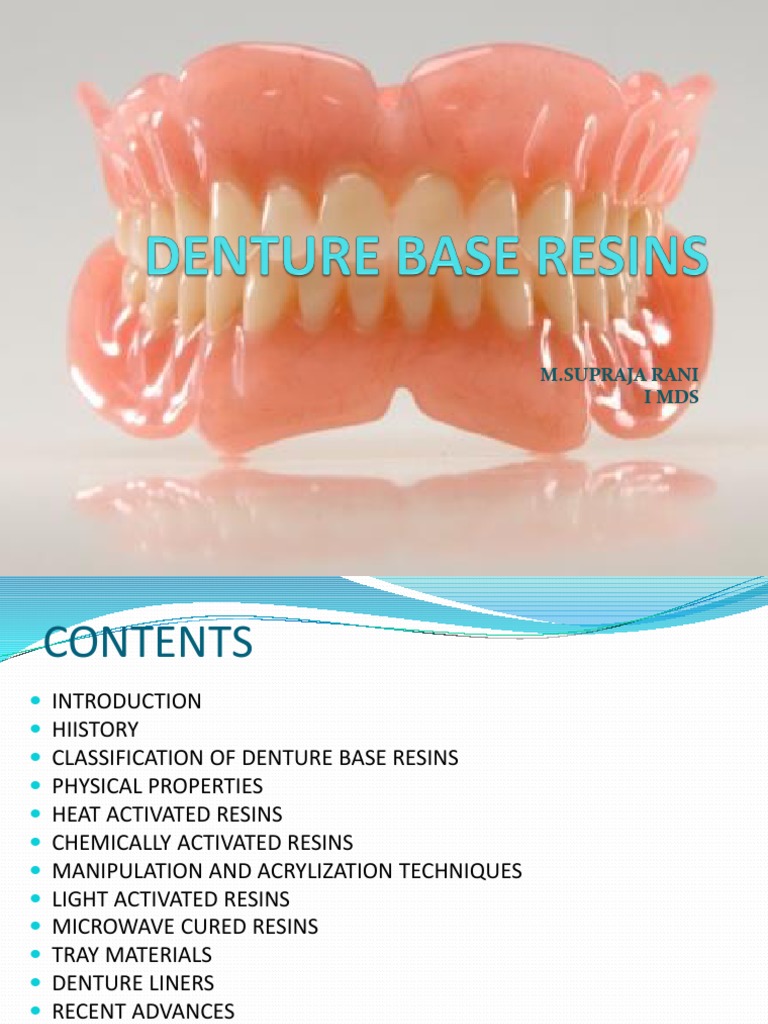 Denture Base Resins | PDF | Polymerization | Polymers