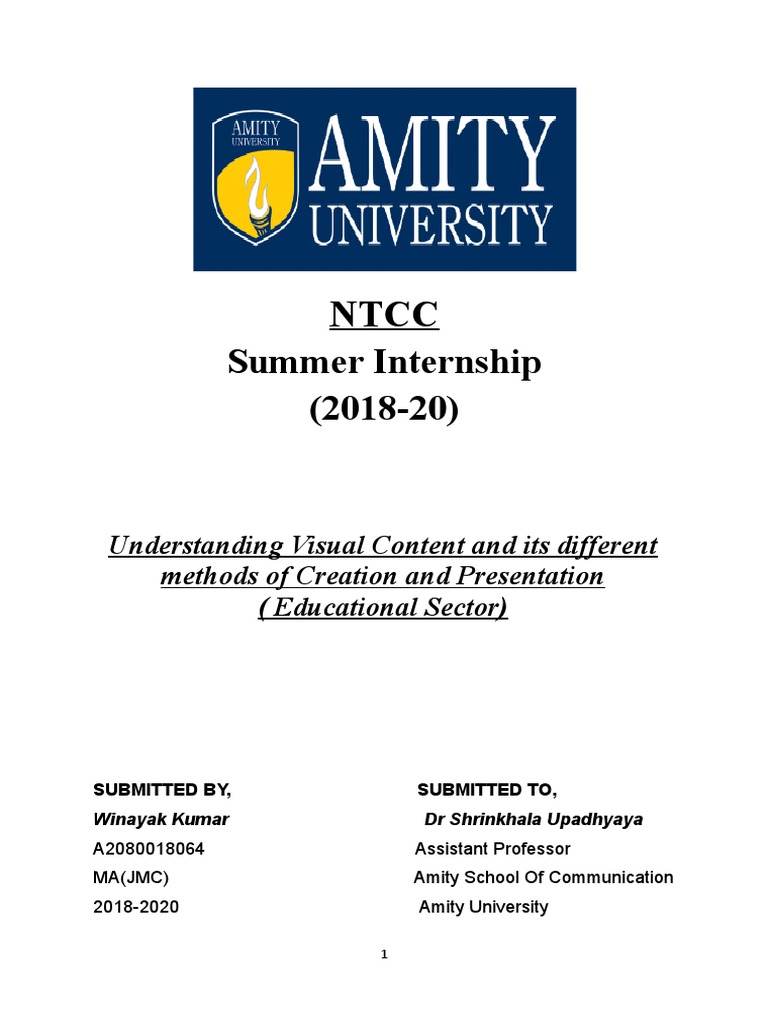NTCC Internship Report - Winayak | PDF | Filmmaking