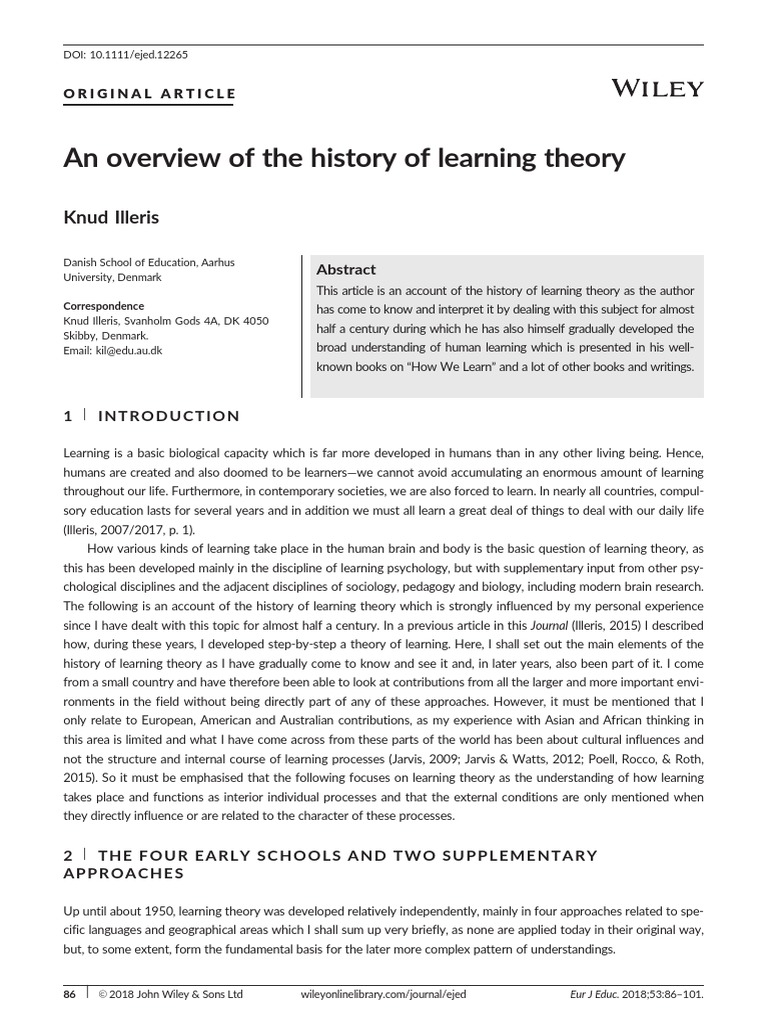An Overview of The History of Learning Theory | PDF | Constructivism ...