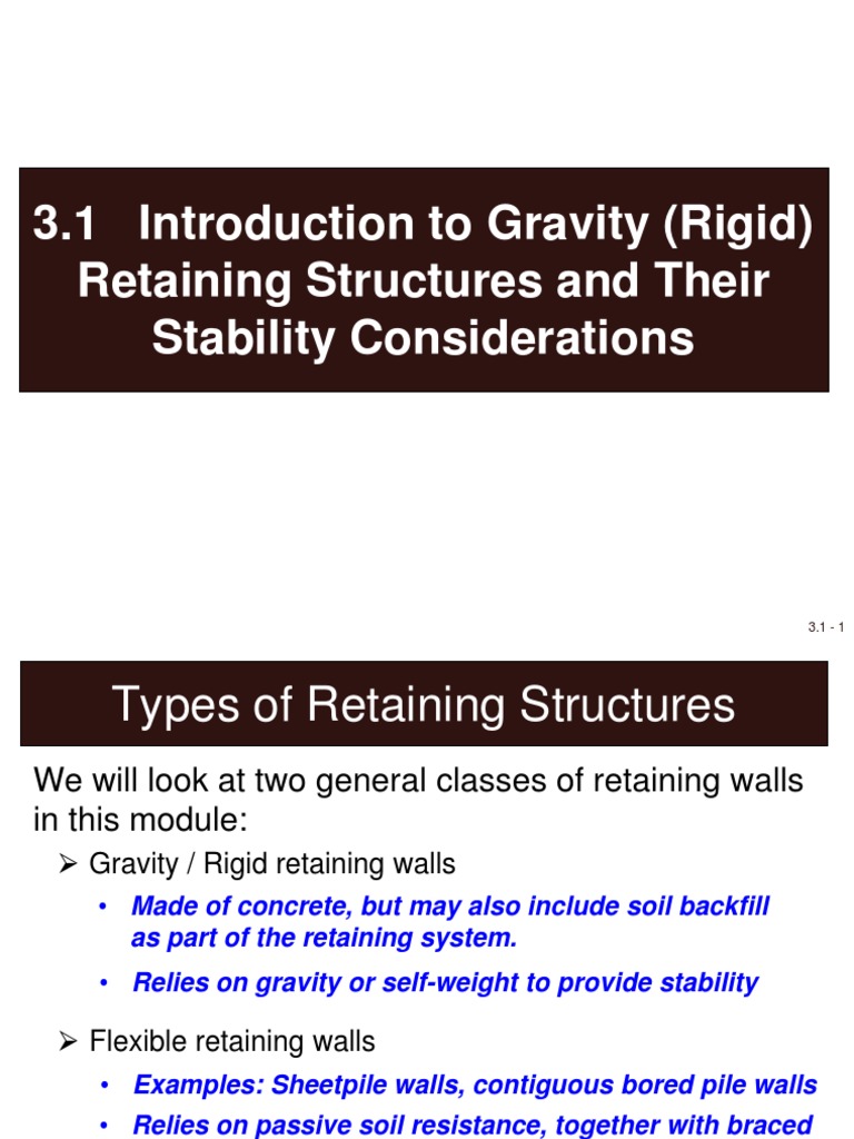 Introduction to Gravity Retaining Structures Stability | PDF ...