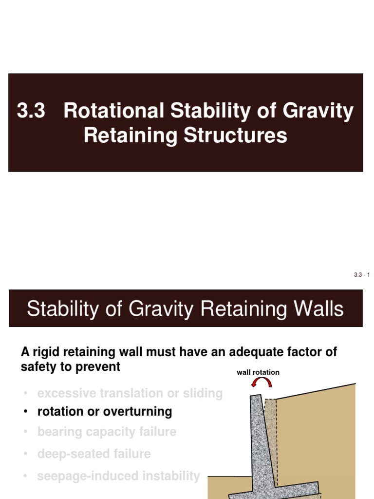 3.3 Rotational Stability of Gravity Retaining Structures | PDF ...