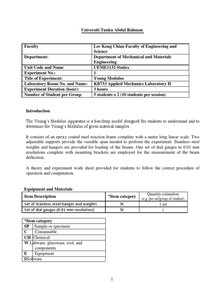 Ueme1132 Experiment 1 | PDF | Elasticity (Physics) | Beam (Structure)