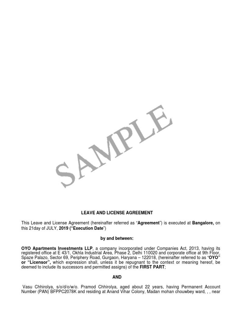 Oyo Service Agreement | Download Free PDF | License | Landlord