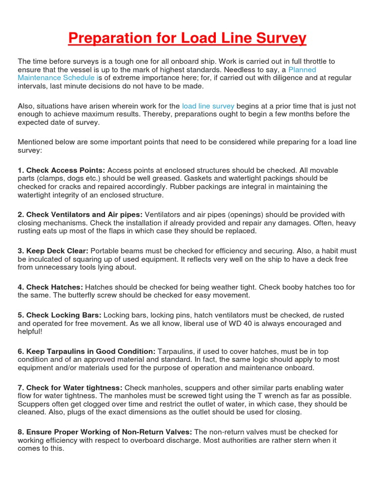 Important Points To Consider While Preparing For Load Line Survey On ...