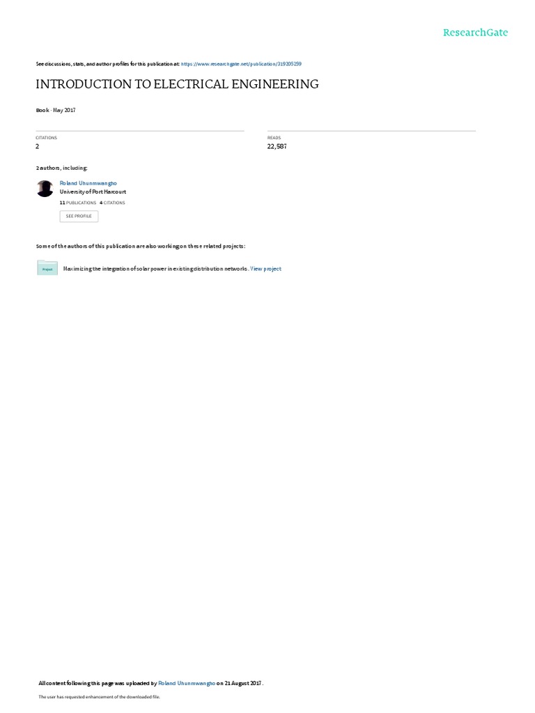 Introduction To Electrical Engineering | PDF | Electric Current | Inductor