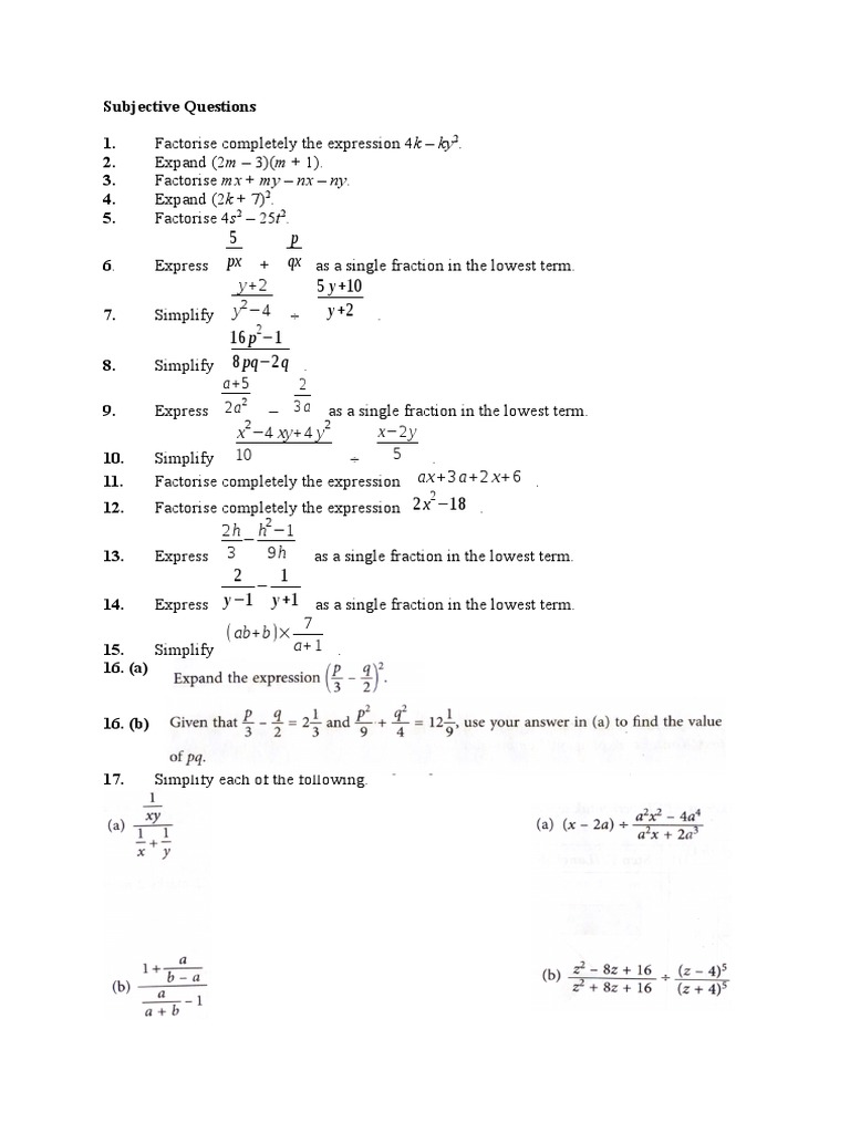 Algebra Problem Set | PDF