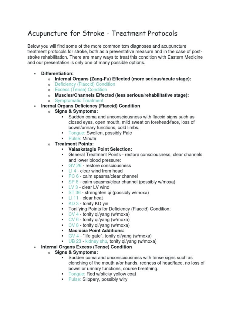 Acupuncture Protocols for Stroke Prevention and Rehabilitation ...