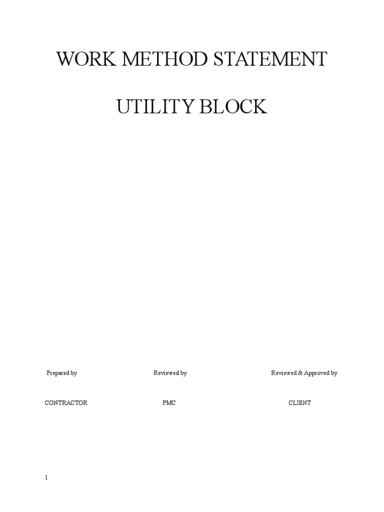 Work Method Statement Utility Block | PDF | Concrete | Civil Engineering