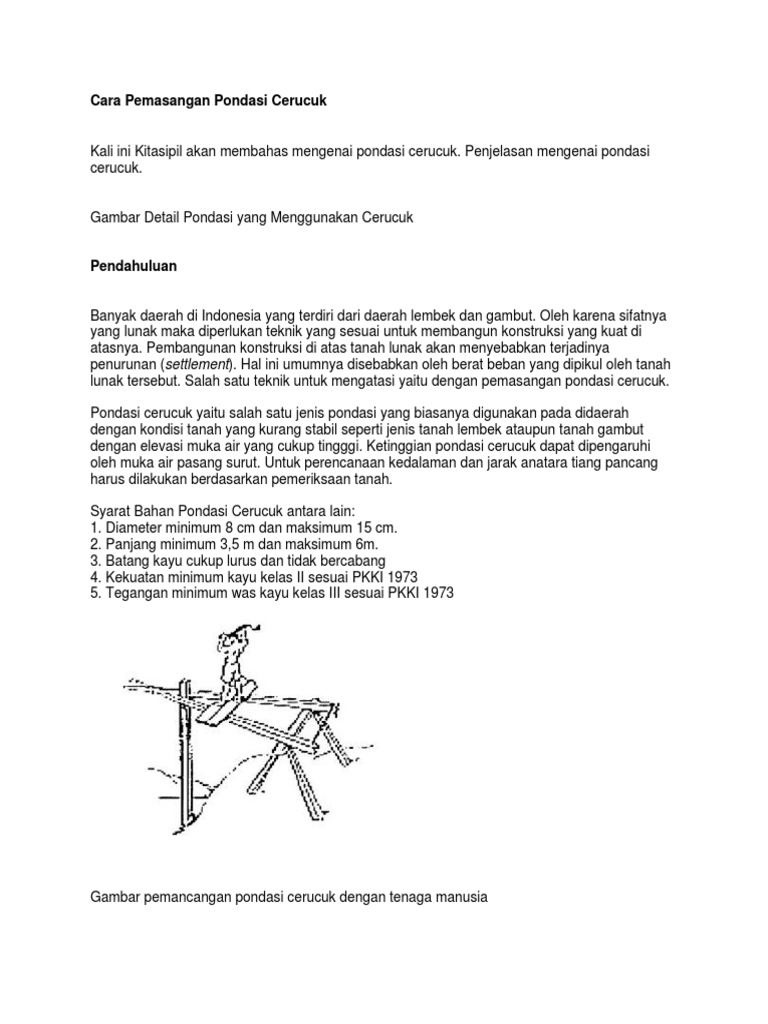 Cara Pemasangan Pondasi Cerucuk | PDF