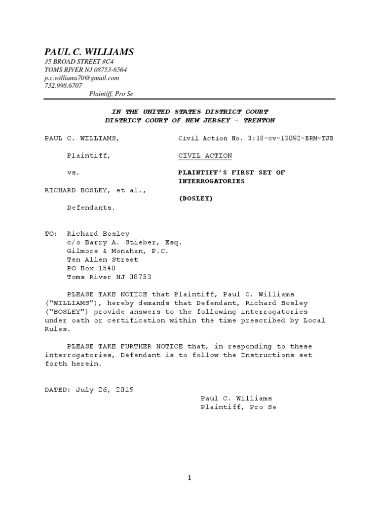 7/26/19 Interrogatory To Richard Bosley, Sergeant of The Jackson ...