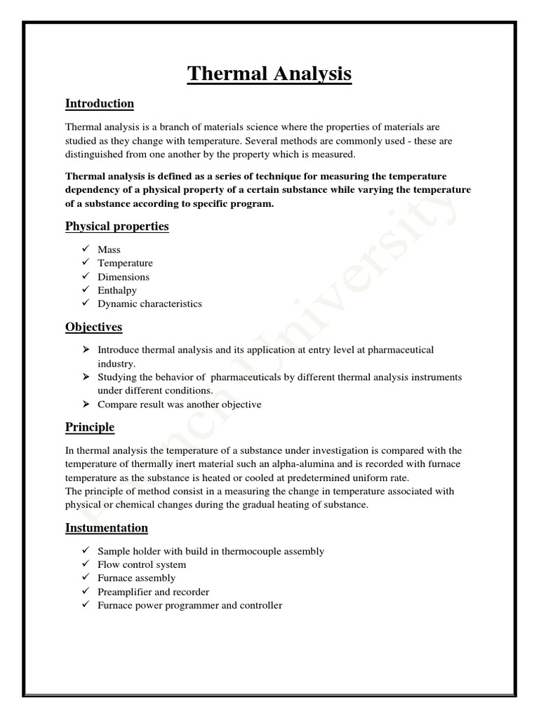 Thermal Analysis | PDF | Differential Scanning Calorimetry | Thermal Analysis