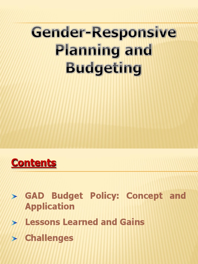 3. Gad Planning and Budgeting.ppt2 | Tourism | Gender