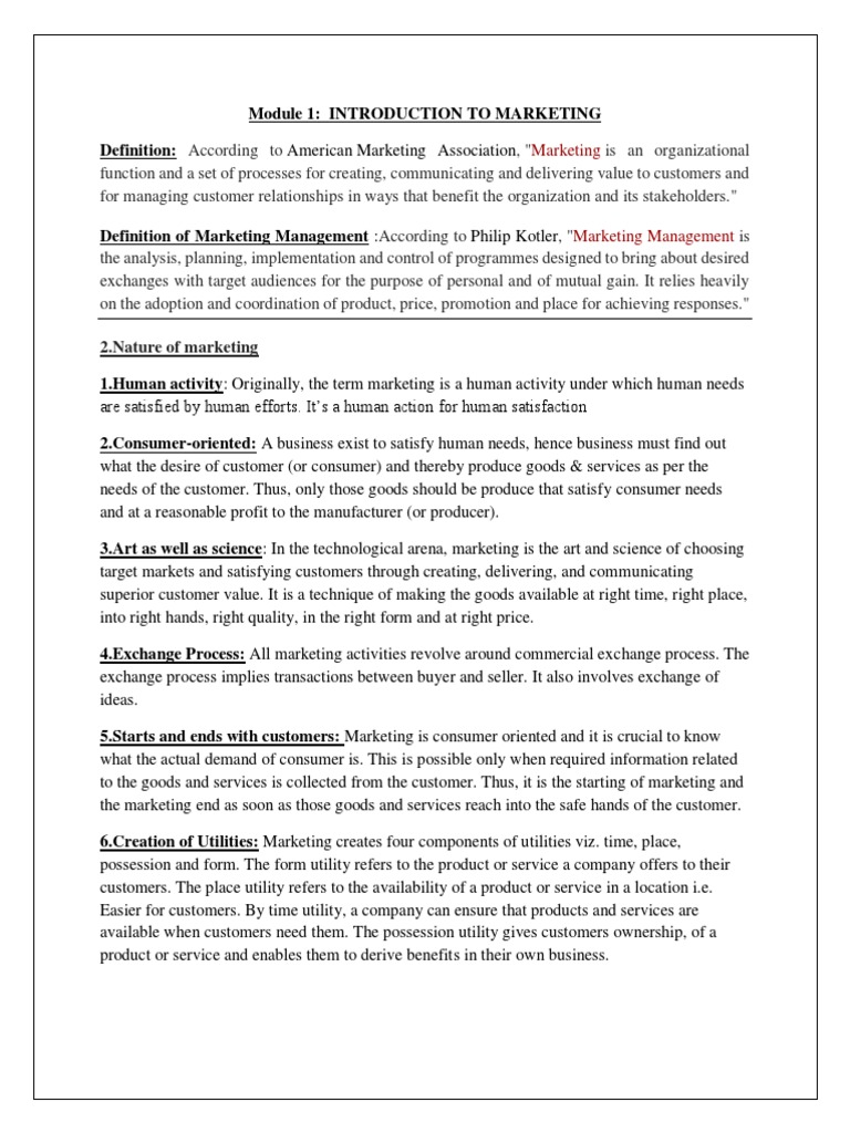 Marketing Management Notes For MG University MBA First Semester | PDF ...