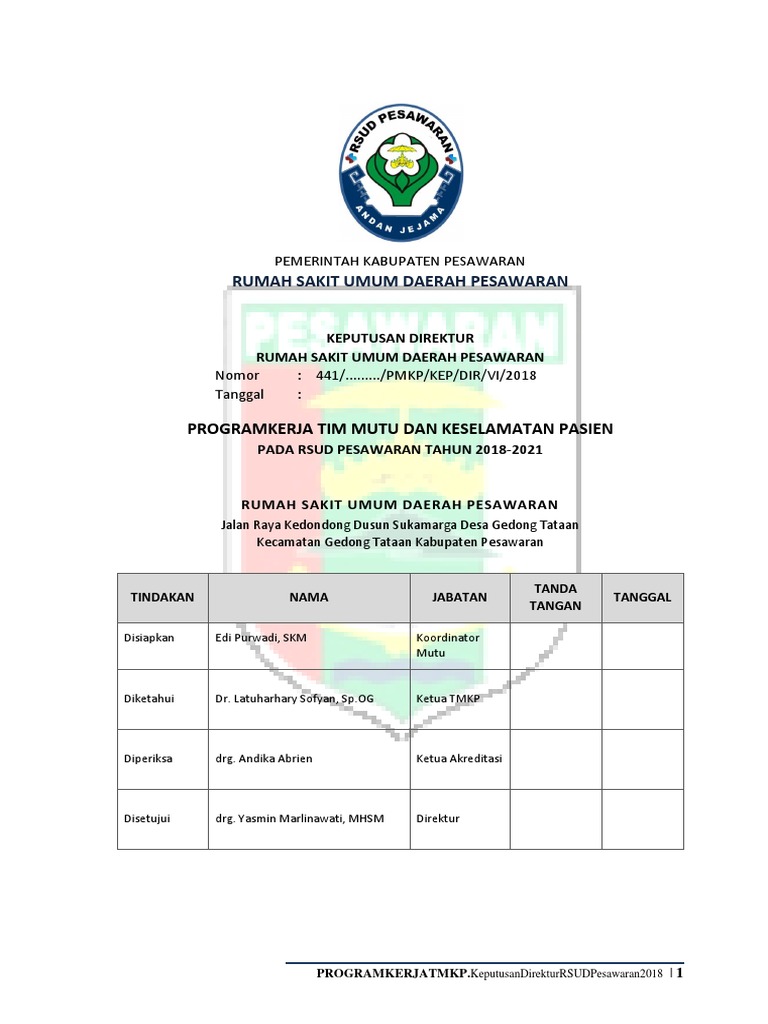 01 - Regulasi Program Kerja PMKP | PDF