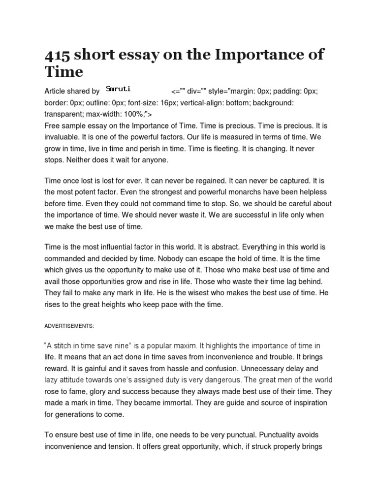 The Importance of Time in Life | PDF