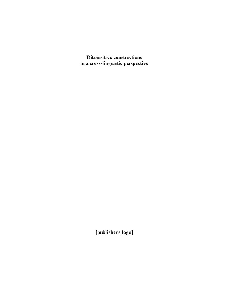 Ditransitive Constructions in A Cross-Linguistic Perspective | PDF ...