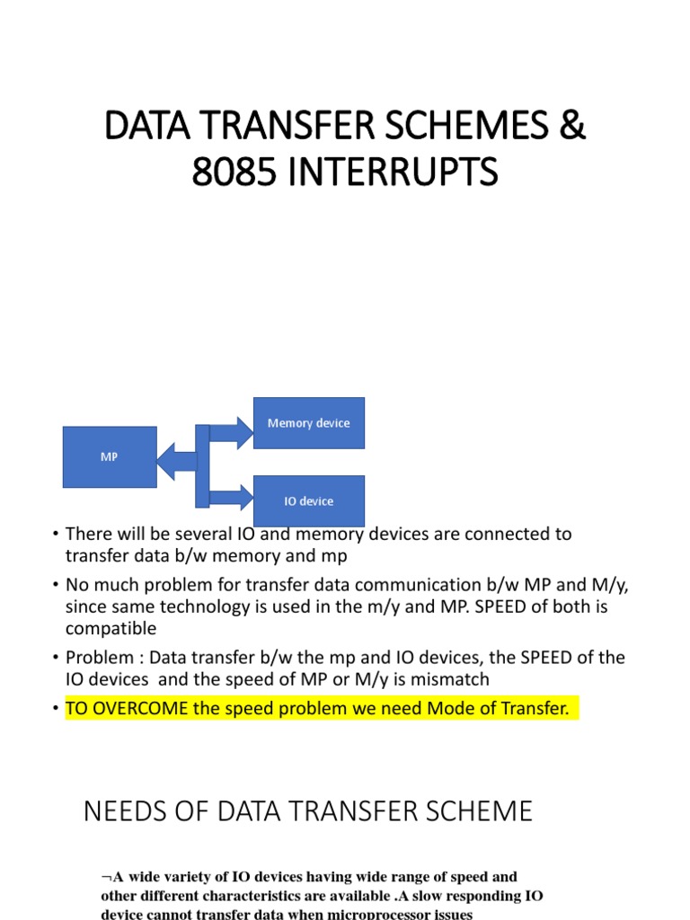 Overview of Data Transfer Schemes and Interrupt-Driven I/O for the 8085 ... Overview of Data Transfer Schemes and Interrupt-Driven I/O for the 8085 ...